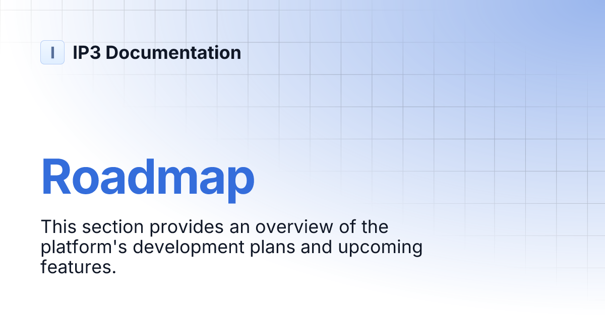 Roadmap | IP3 Documentation